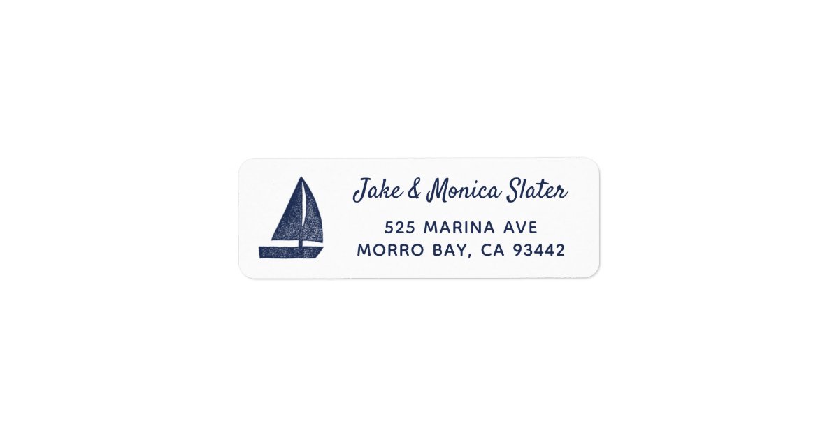 Navy Blue & White Sailboat Nautical Return Address Label | Zazzle.com