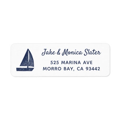 Navy Blue & White Sailboat Nautical Return Address Label | Zazzle