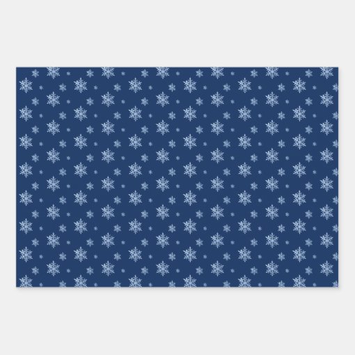 Navy Blue & White Snowflake Wrapping Paper Sheets | Zazzle