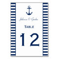Navy Blue White Stripes Nautical Table Cards | Zazzle