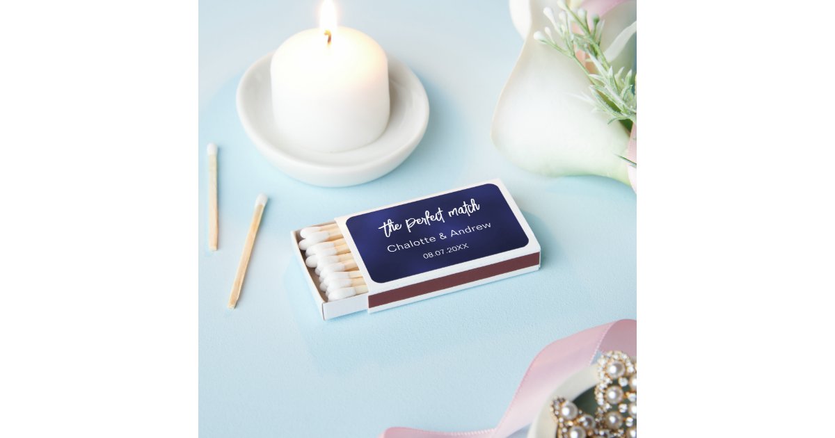 Navy blue white wedding perfect match matchbox | Zazzle