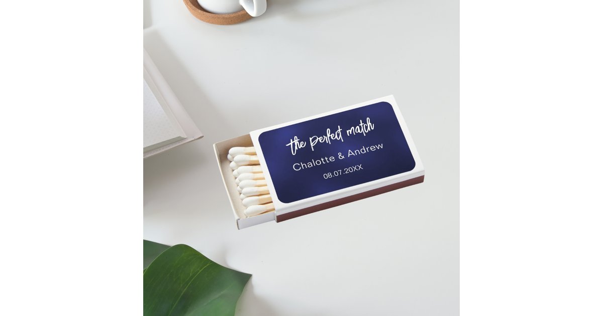 Navy blue white wedding perfect match matchbox | Zazzle