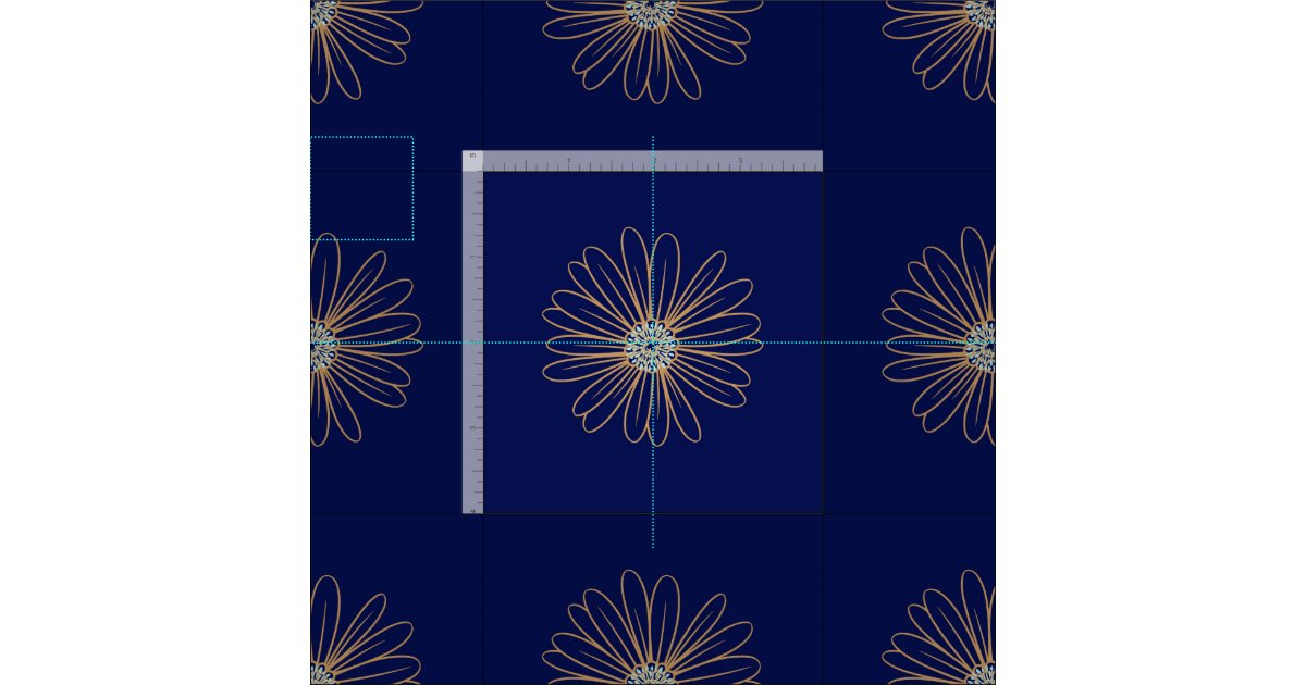 Navy blue with big tan light blue daisies pattern fabric | Zazzle