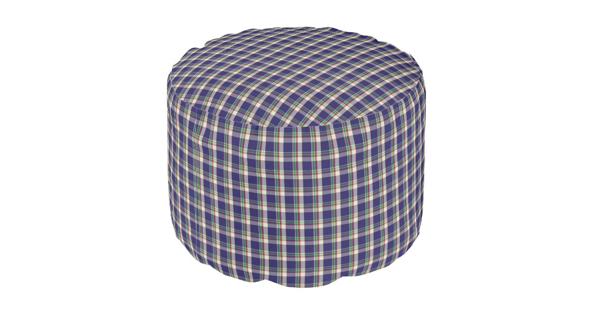 Navy Blue with Red and Green Plaid Pouf | Zazzle