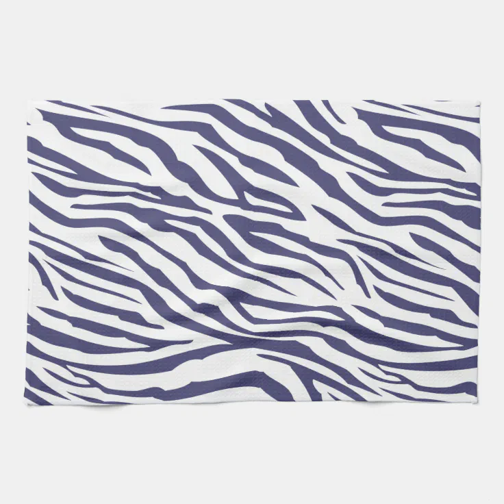 Navy Blue Zebra Pattern Kitchen Towel | Zazzle