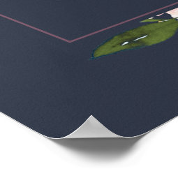 NAVY BLUSH BURGUNDY FLORAL BABY SHOWER WELCOME POSTER | Zazzle