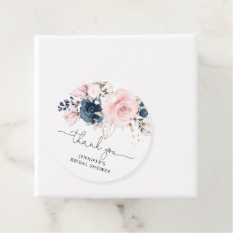 Navy Blush floral bridal shower Favor Tags | Zazzle
