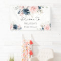 Navy blush floral bridal shower welcome banner | Zazzle