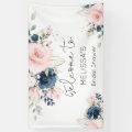 Navy blush floral bridal shower welcome banner | Zazzle