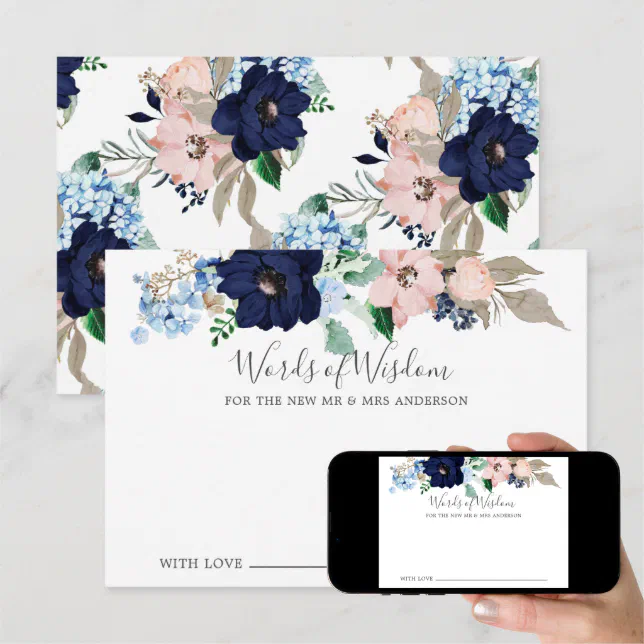 Navy & Blush Words of Wisdom Card | Zazzle