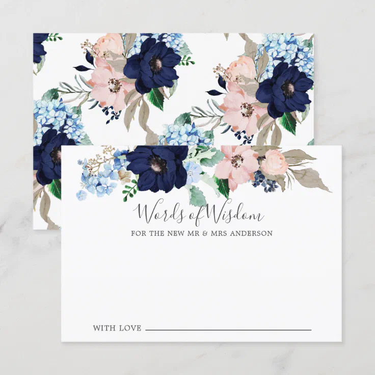 Navy & Blush Words of Wisdom Card | Zazzle