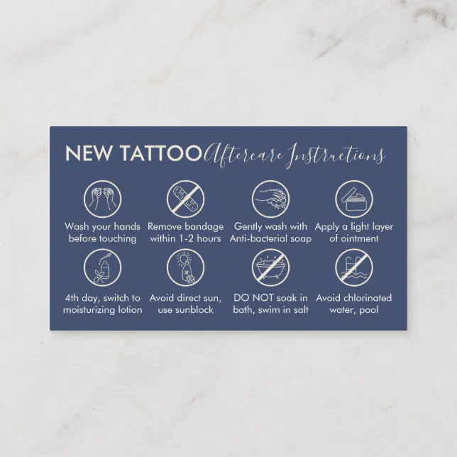 Navy Body Art Aftercare Instructions Tattoo Business Card | Zazzle