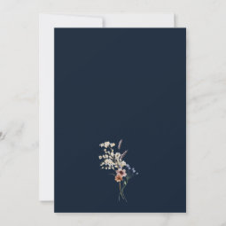 Navy Boho Floral Wedding Invitation | Zazzle