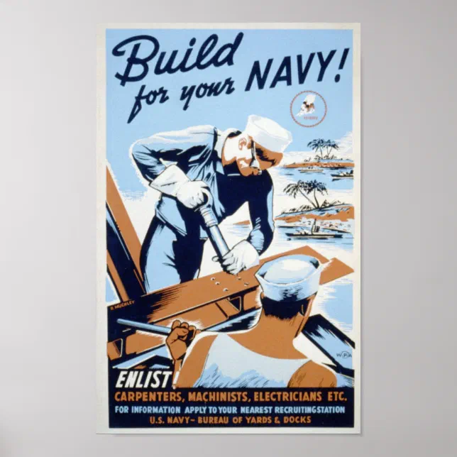 navy build poster | Zazzle