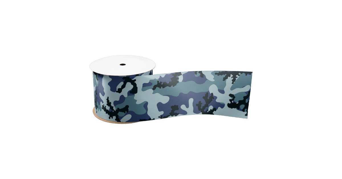Navy camouflage satin ribbon | Zazzle