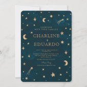Navy Celestial Gold Stars Moon Elegant Wedding Invitation | Zazzle
