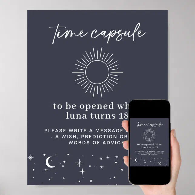 Navy Celestial Sun Time Capsule Poster | Zazzle