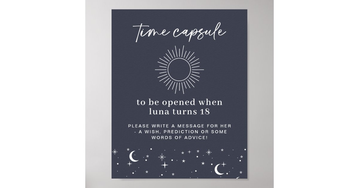 Navy Celestial Sun Time Capsule Poster | Zazzle