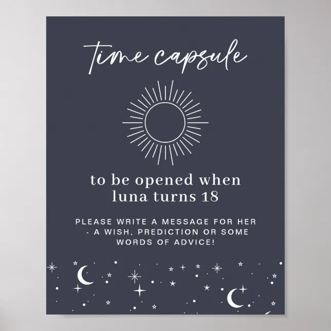 Navy Celestial Sun Time Capsule Poster | Zazzle