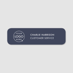 Navy Company Logo | Custom Employee Staff Blue Name Tag | Zazzle