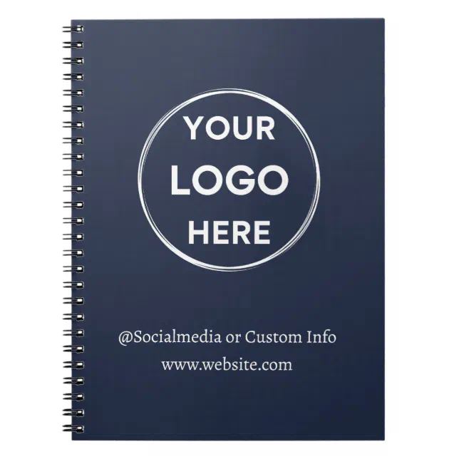 Navy Custom Logo Modern Minimalist Business Staff Notebook | Zazzle
