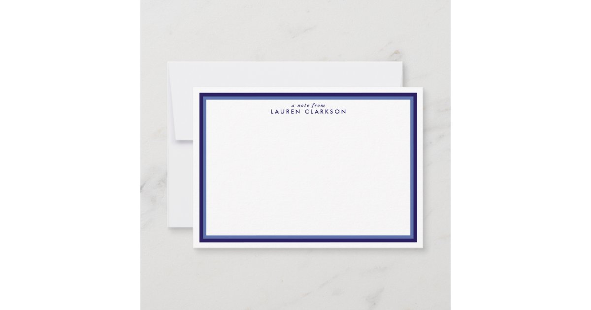 Navy Double Frame Modern Stationery Note Card | Zazzle