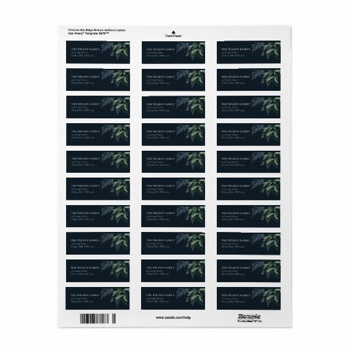 Navy Elegant Green Gold Greenery Frame Address Label | Zazzle