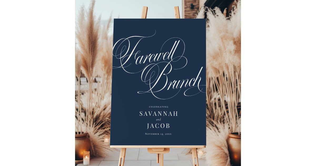 Navy Elegant Script Farewell Brunch Sign | Zazzle