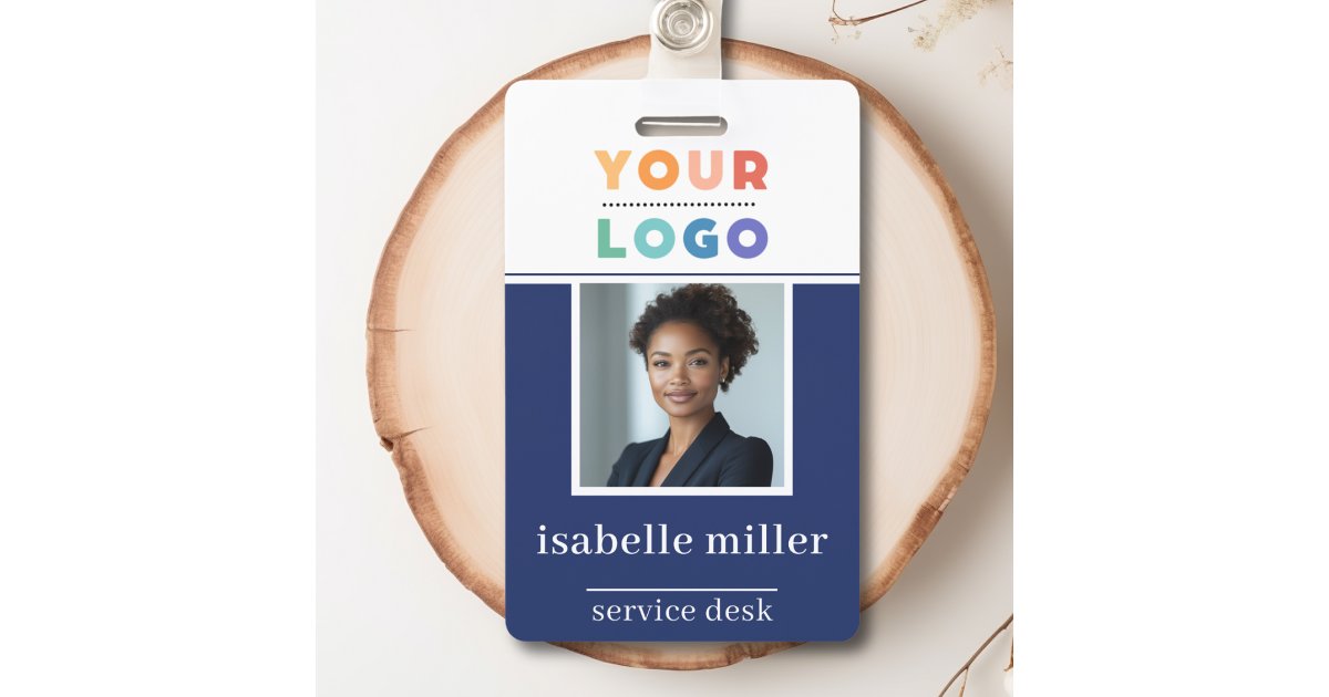 Navy Employee Photo ID Company Security Name Badge | Zazzle