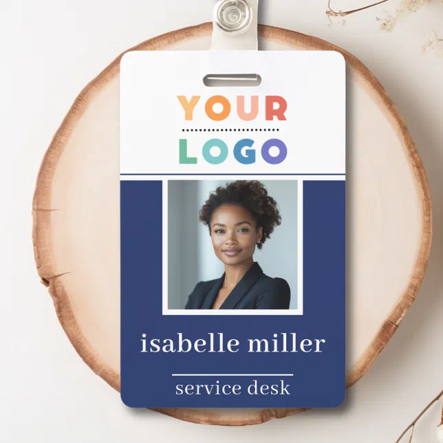 Navy Employee Photo ID Company Security Name Badge | Zazzle