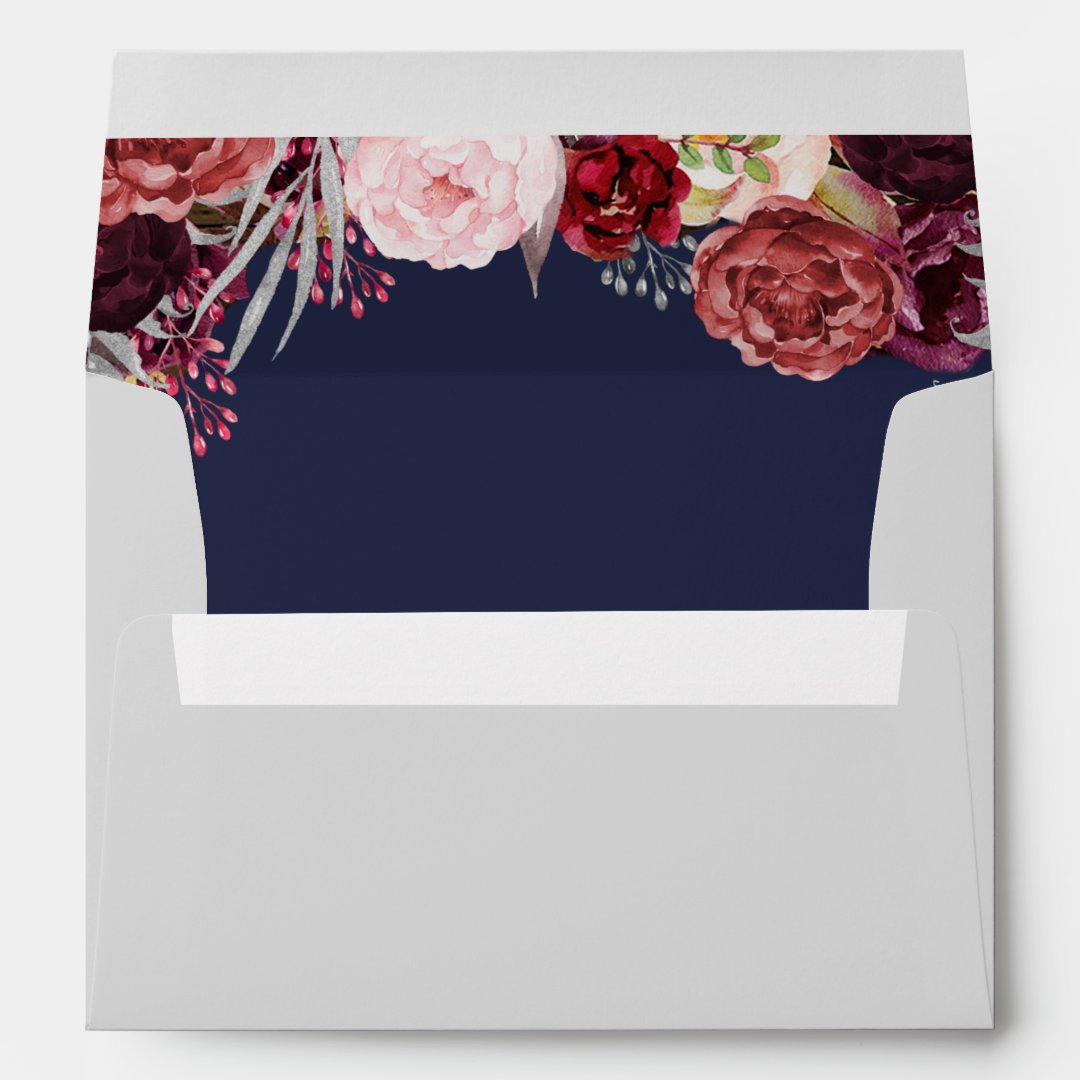 Navy Fall Marsala Blush Peony Wedding Envelopes | Zazzle