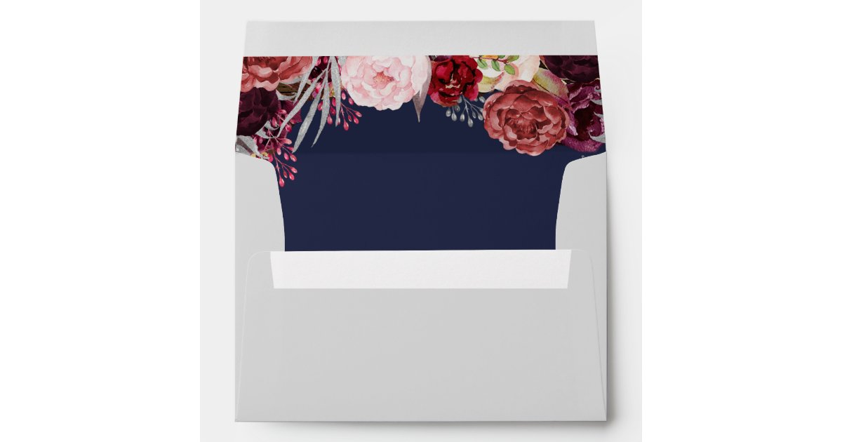 Navy Fall Marsala Blush Peony Wedding Envelopes | Zazzle