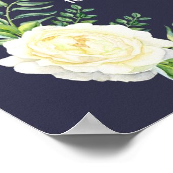 Navy Floral Create your own poster print | Zazzle