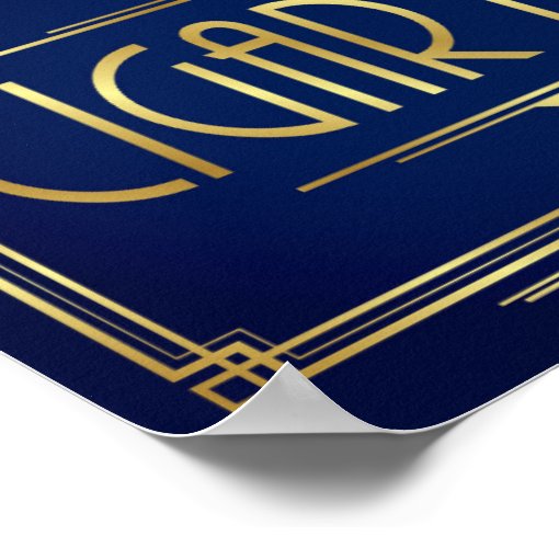 Navy Gold Art Deco CIGAR BAR Sign Print | Zazzle