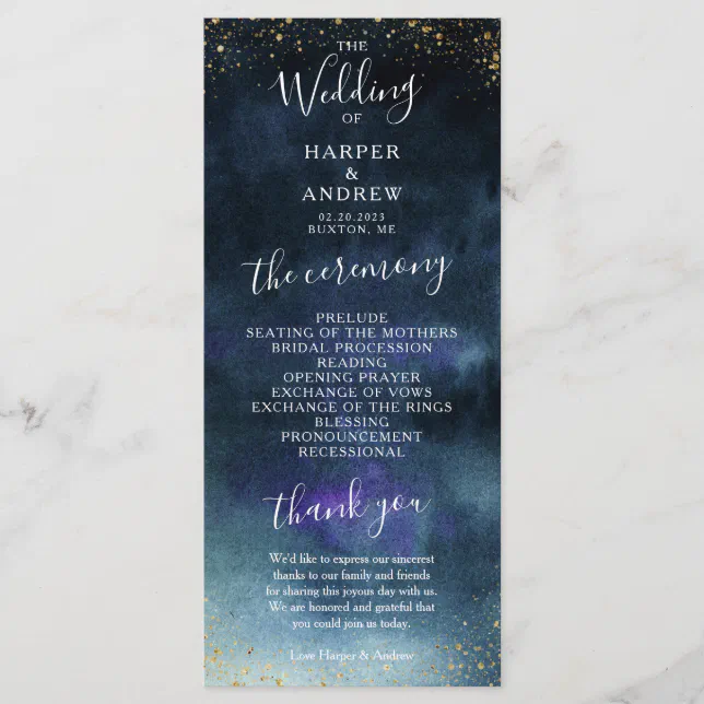 Navy Gold Elegant Wedding Ceremony Program | Zazzle