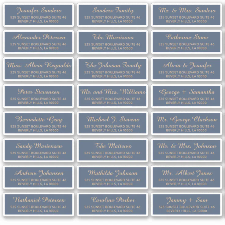 Navy gold individual guest address elegant labels | Zazzle