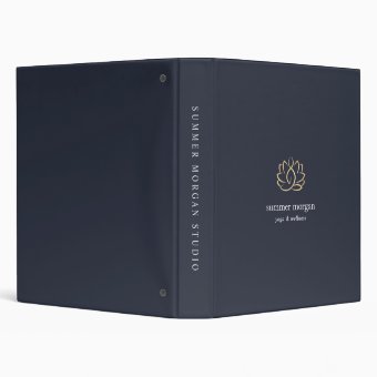 Navy & Gold Lotus Logo 3 Ring Binder | Zazzle