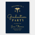 Navy & gold Nursing school grad party welcome sign | Zazzle