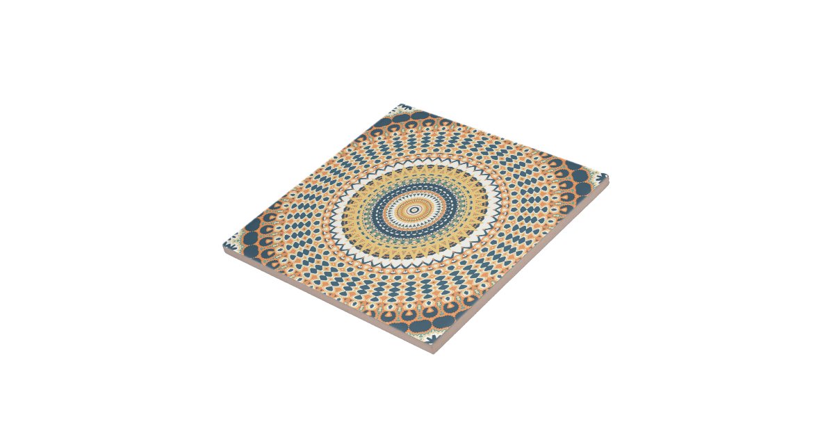 Navy Gold Star Mandala Ceramic Tile | Zazzle