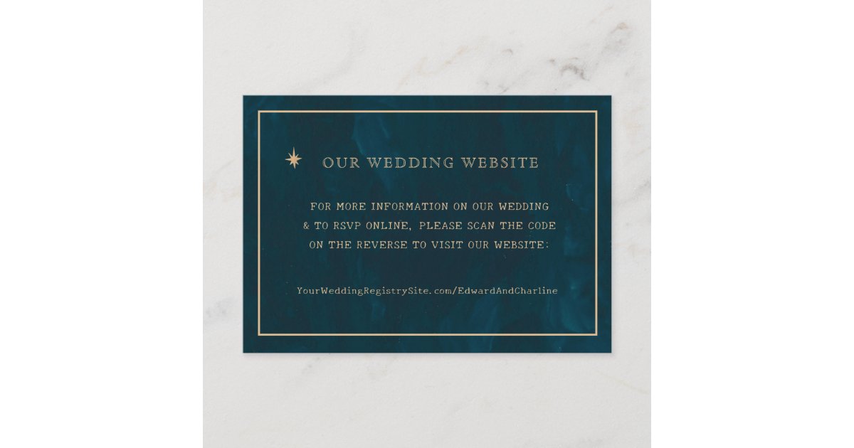 Navy Gold Stars Wedding Website | RSVP QR Cod Enclosure Card | Zazzle