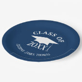 Navy Grad Cap and Leaves Paper Plates 9" | Zazzle