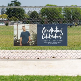 Navy graduation party banner | Zazzle