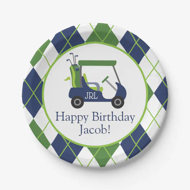 Navy & Green Golf Personalized Party Plates | Zazzle