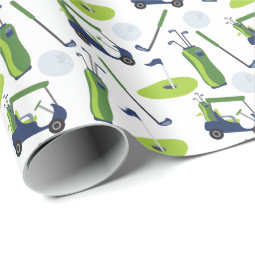 Navy & Green Golf Wrapping Paper | Zazzle