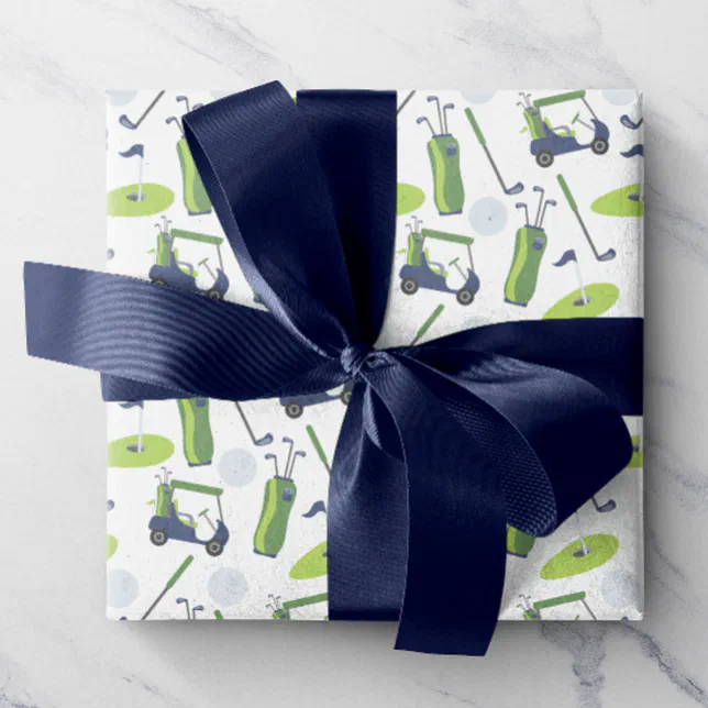 Navy & Green Golf Wrapping Paper | Zazzle