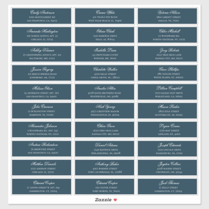 Navy guests names address. Wedding shipping labels | Zazzle
