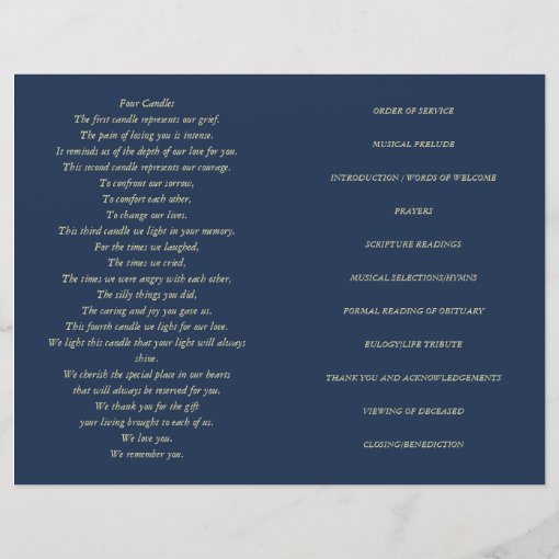 Navy Hand Lettered Chic Flourish Funeral Memorial | Zazzle