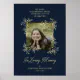Navy Hand Lettered Chic Flourish Funeral Memorial Poster | Zazzle