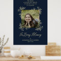 Navy Hand Lettered Chic Flourish Funeral Memorial Poster | Zazzle