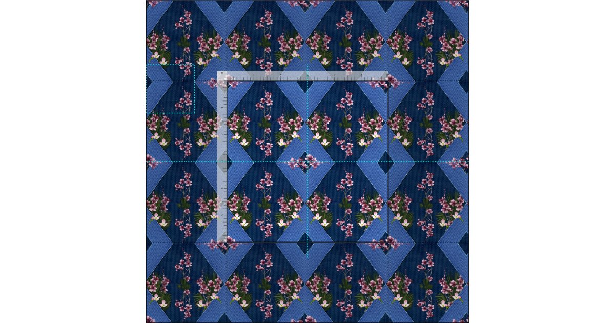 Navy & Light-Blue ribb texture with pink flowers Fabric | Zazzle